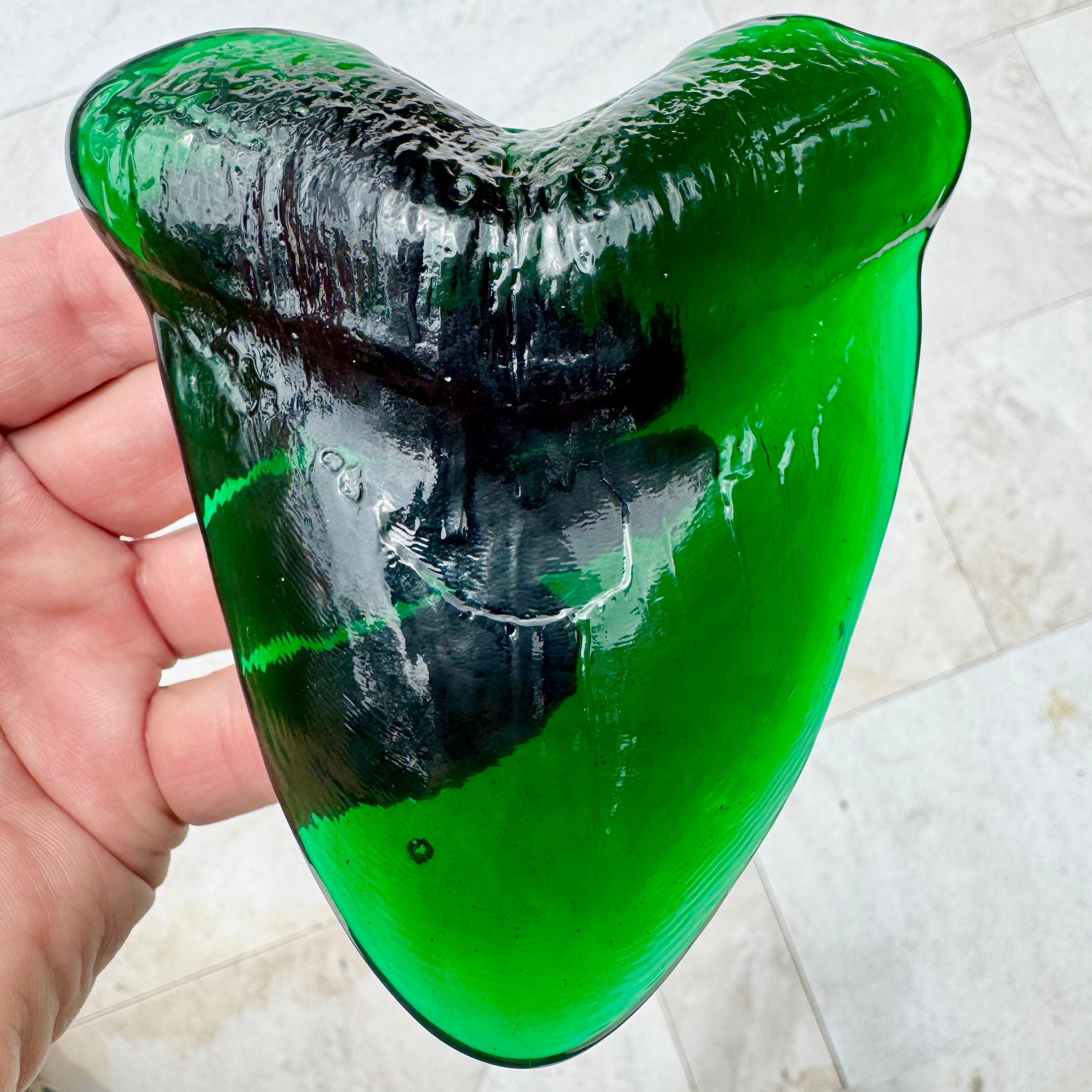 Emerald Glass Megalodon Tooth Meg Fossil Art – Primitive Past