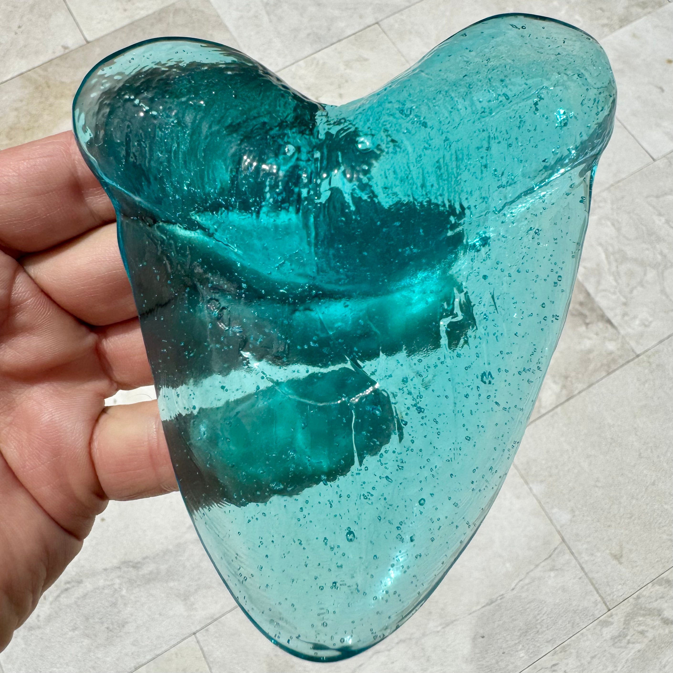 Aqua Glass Megalodon Tooth Meg Fossil Art – Primitive Past